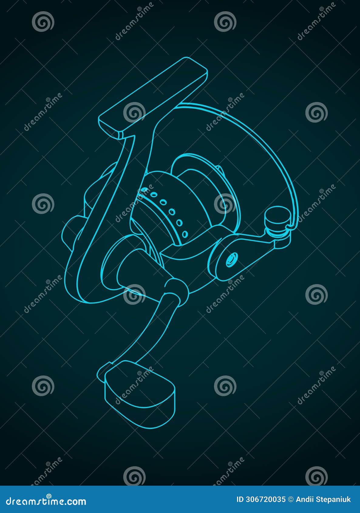Fishing Reel Isometric Blueprint Stock Illustration - Illustration of ...
