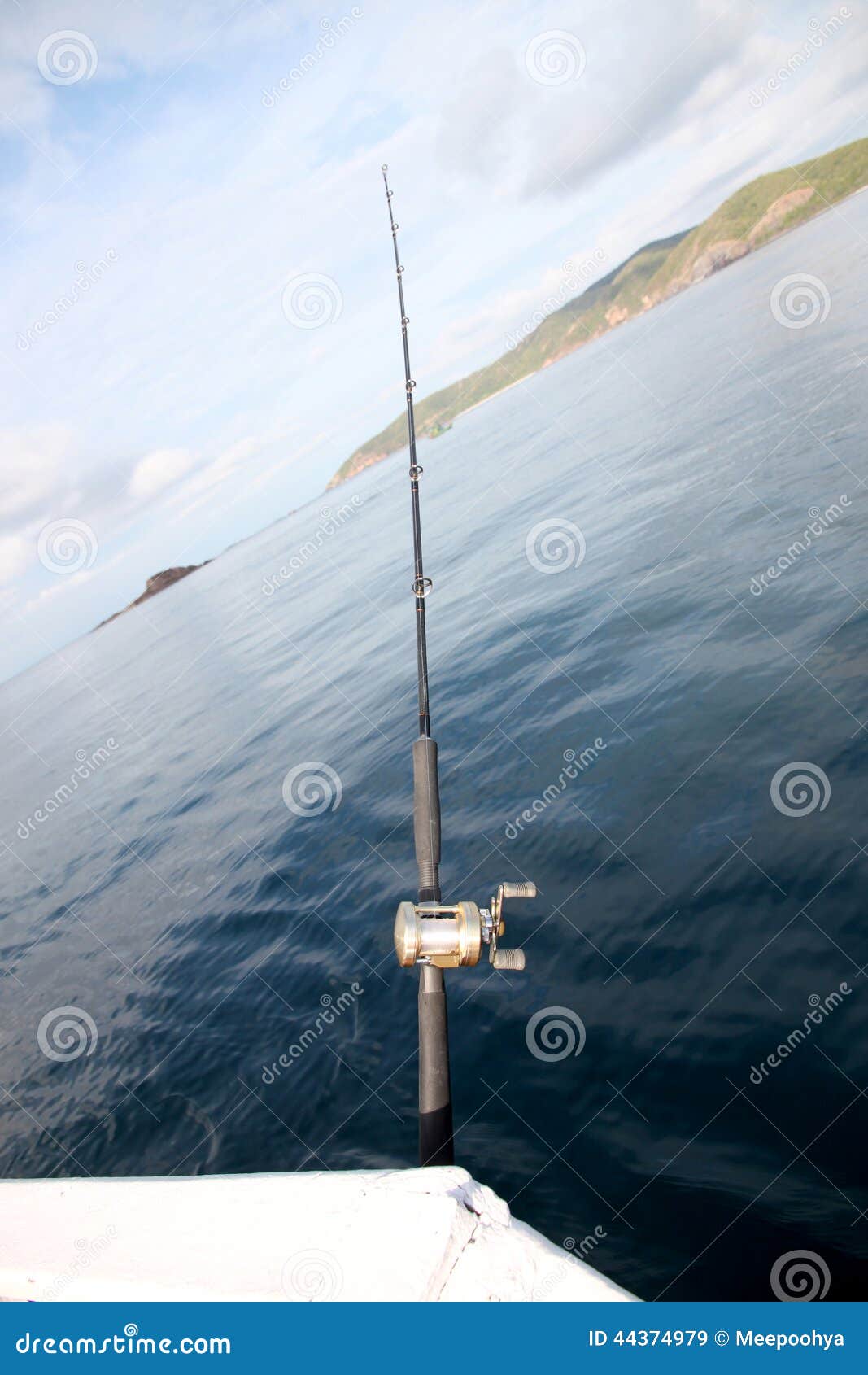 Fishing rod on a boat. stock image. Image of weather - 44374979