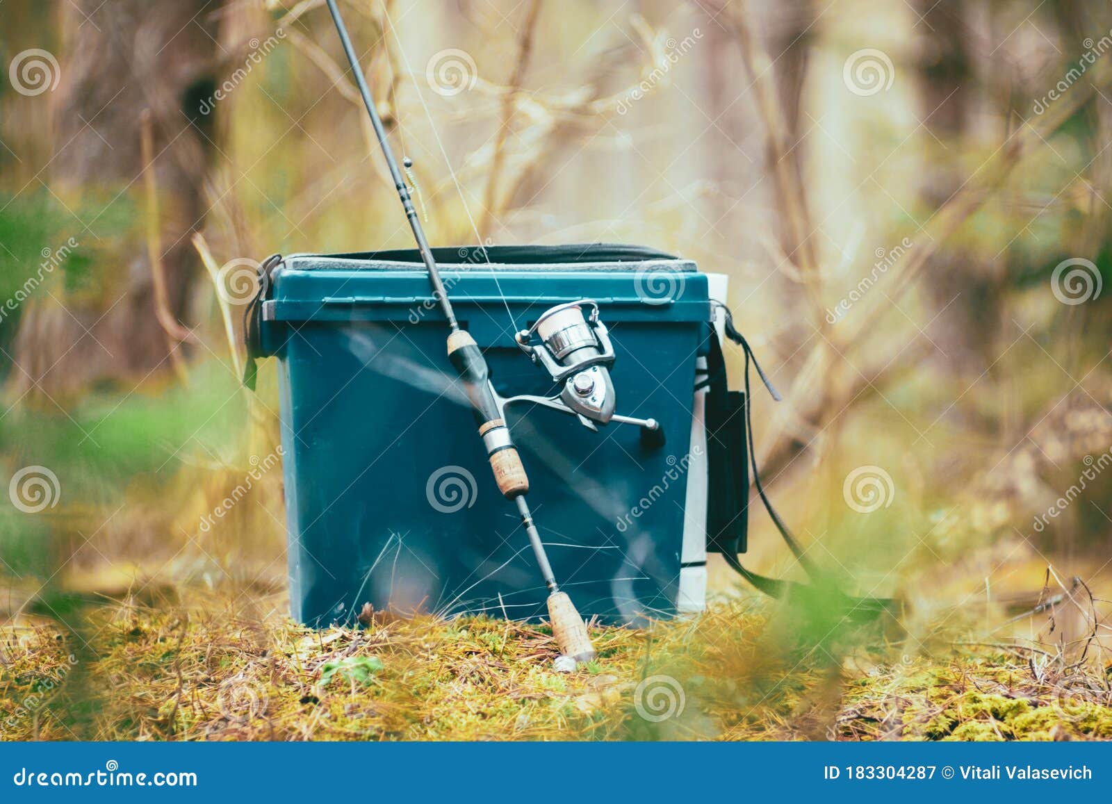 Fishing Rod and Fishing Box Stock Image - Image of line, bait: 183304287