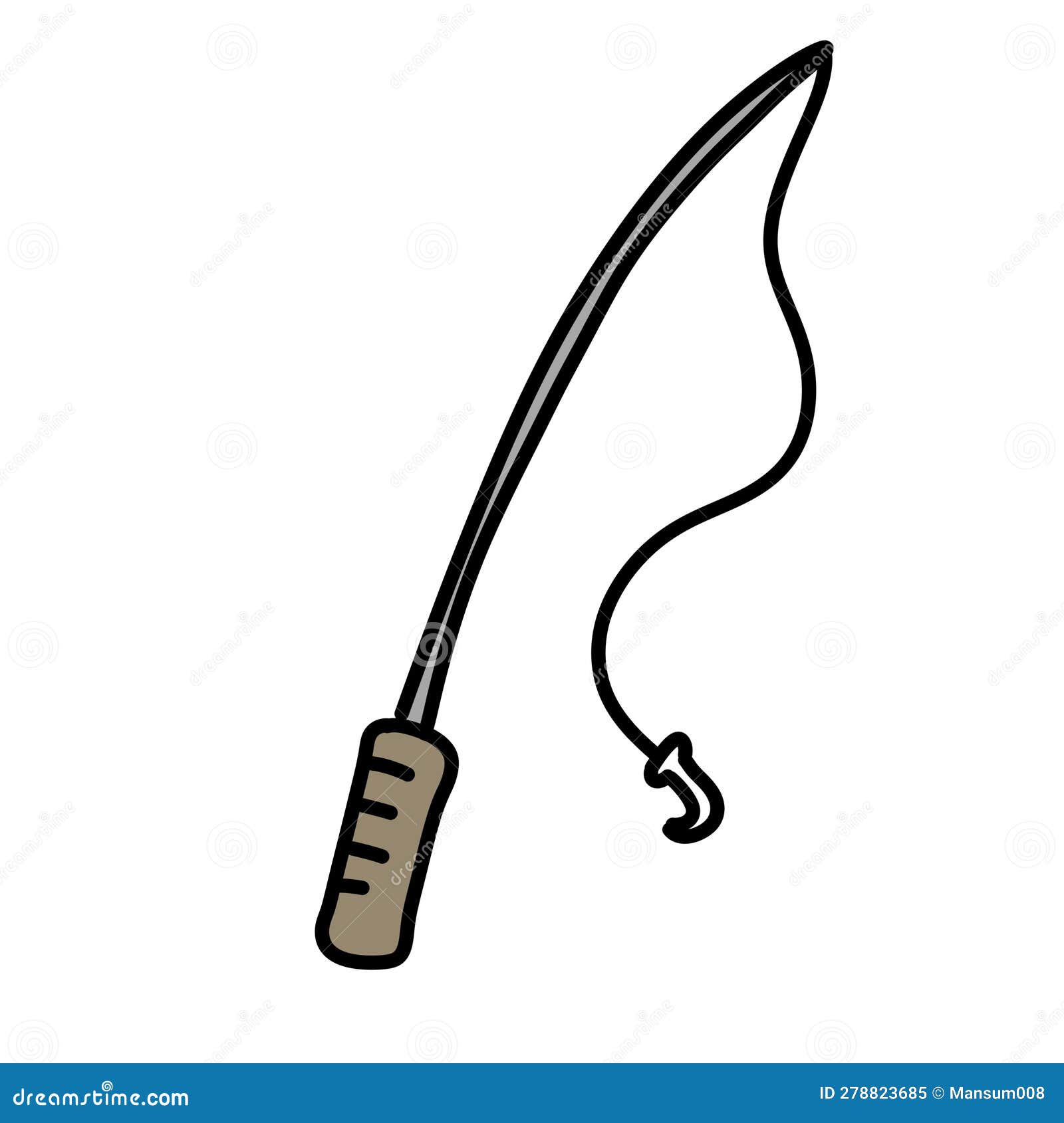 Fishing Rod Cartoon on White Background Stock Illustration ...