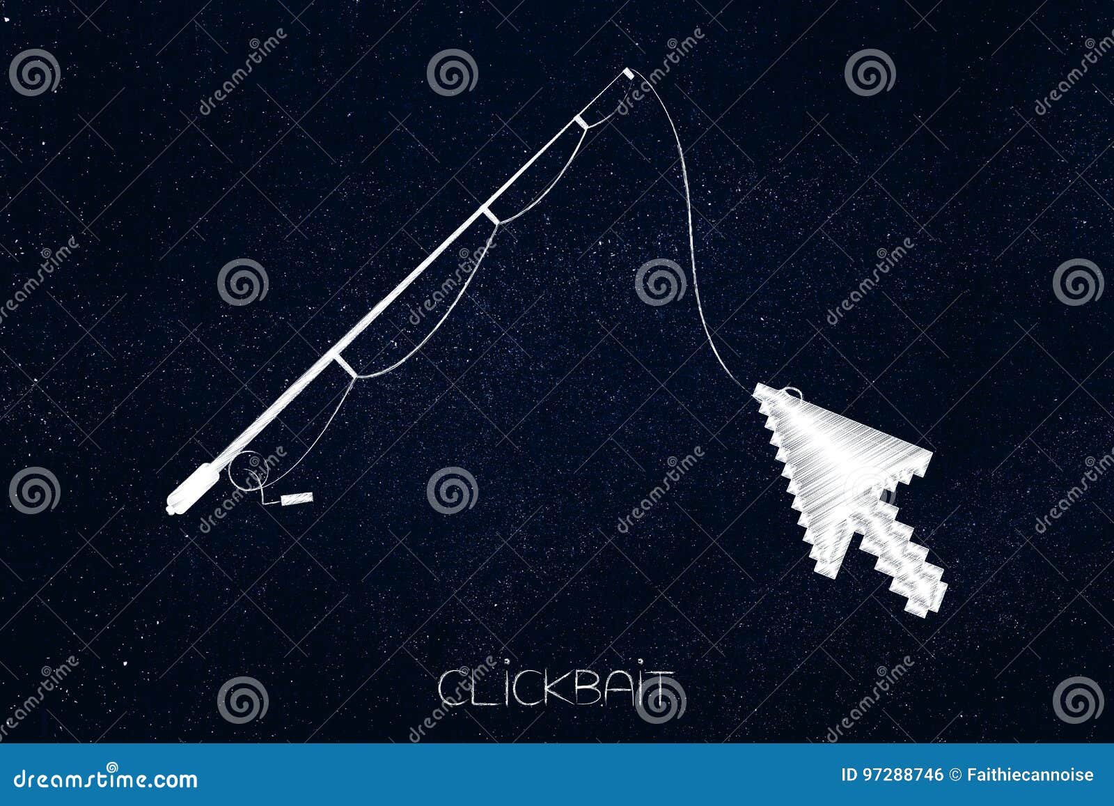 Fishing Rod Catching Mouse Pointer, Clickbait Concept Stock Photo ...