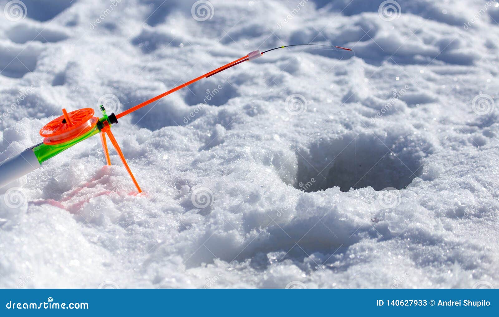 Fishing Rod for Ice Fishing in Winter Stock Image - Image of fishing ...