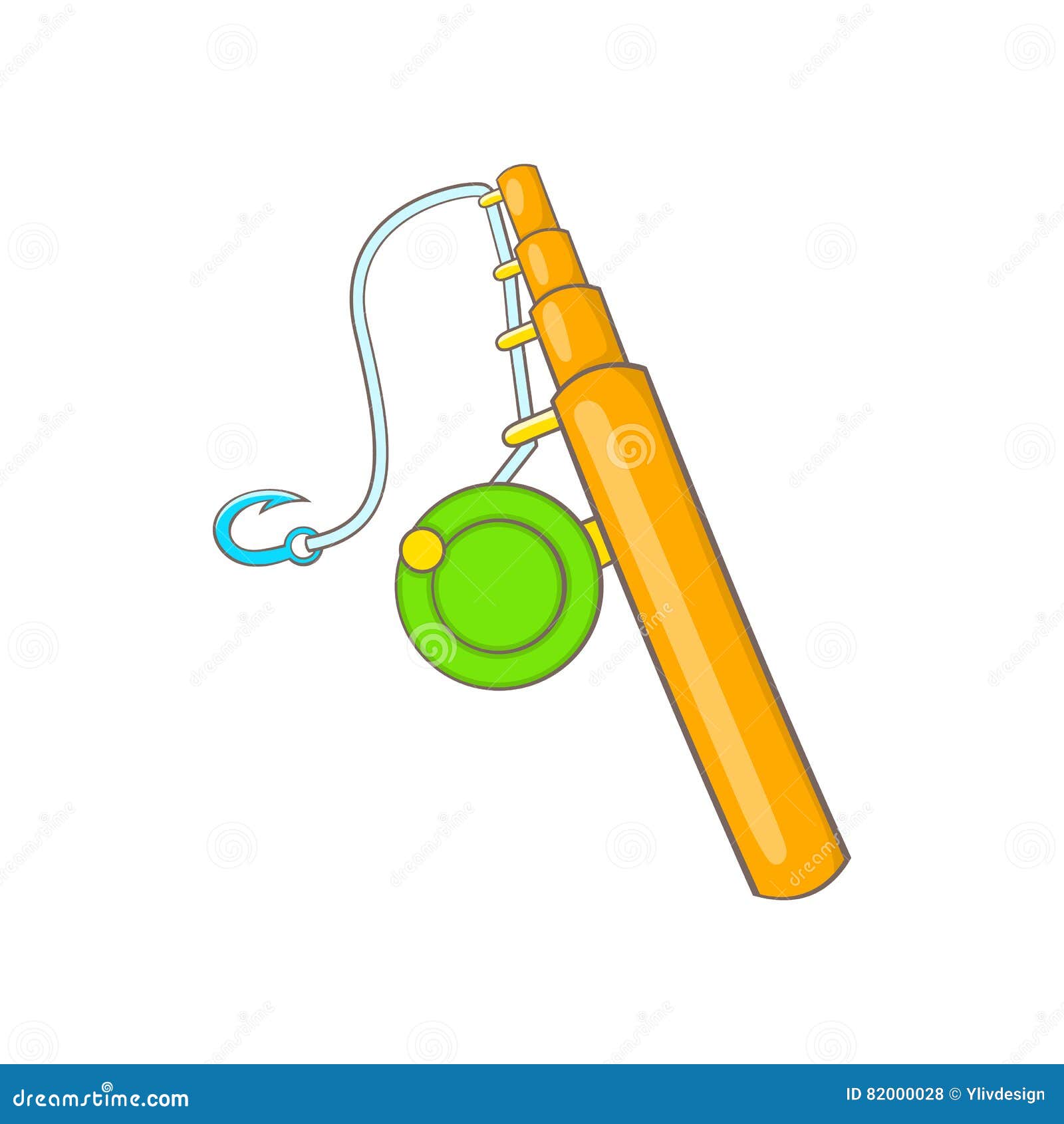 Fishing Rod Icon in Cartoon Style Stock Vector - Illustration of reel ...