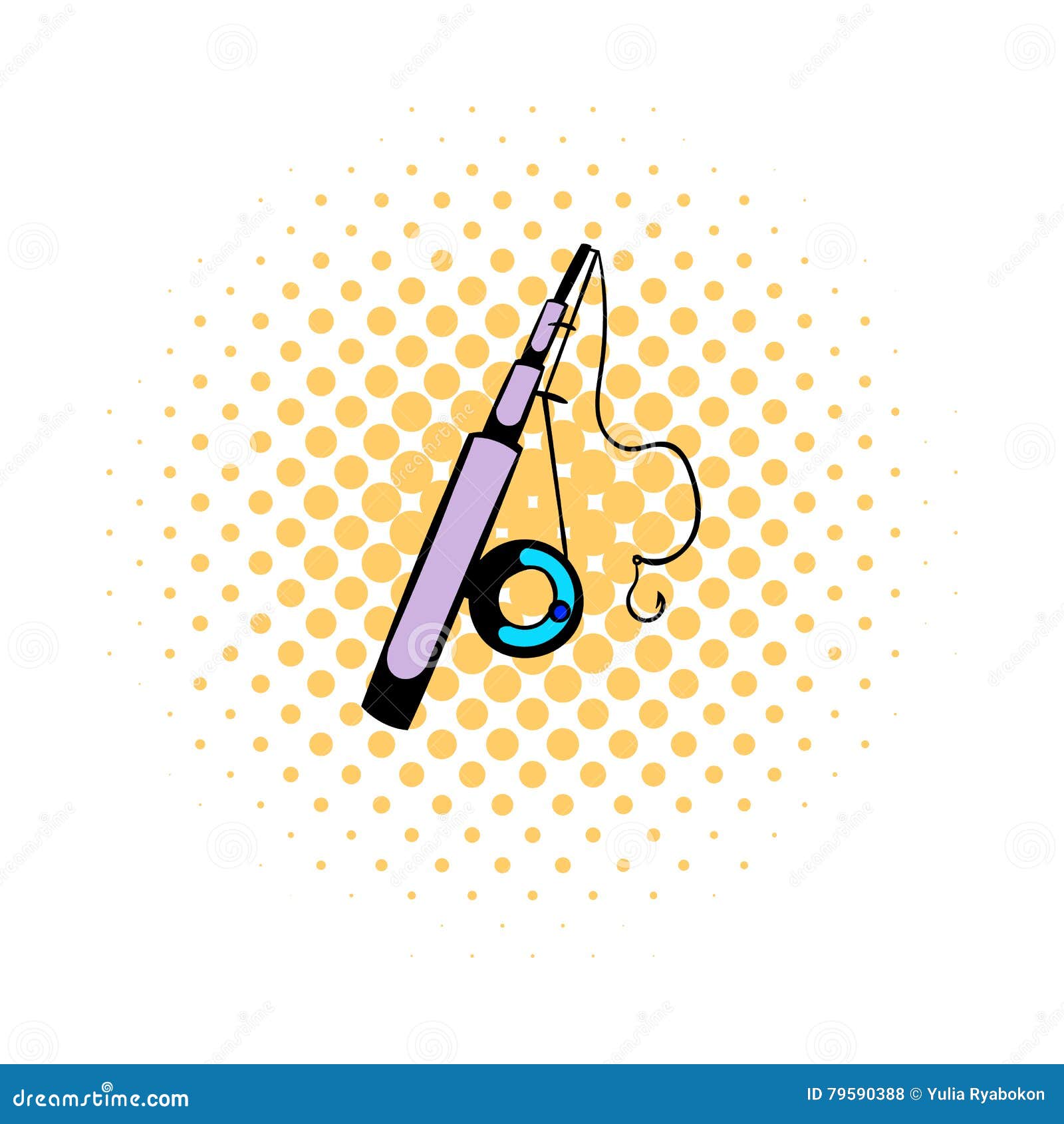 Fishing Rod Icon, Comics Style Stock Vector - Illustration of fishing ...