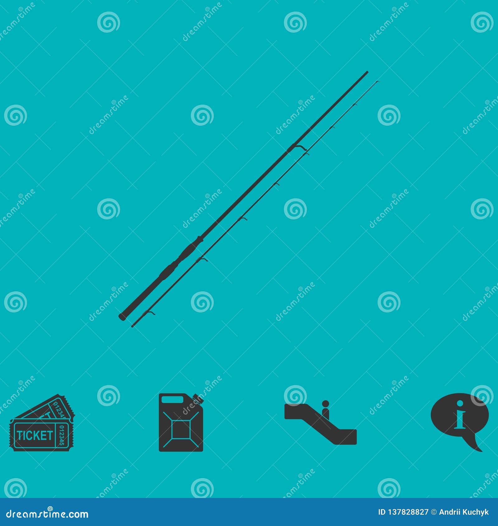 Fishing rod icon flat stock vector. Illustration of bait - 137828827
