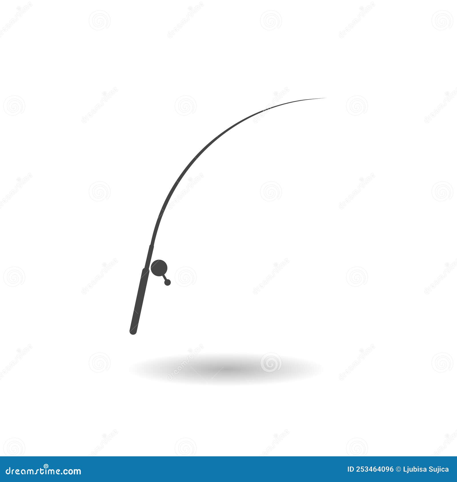 Fishing Rod Icon with Shadow Stock Vector - Illustration of sport ...