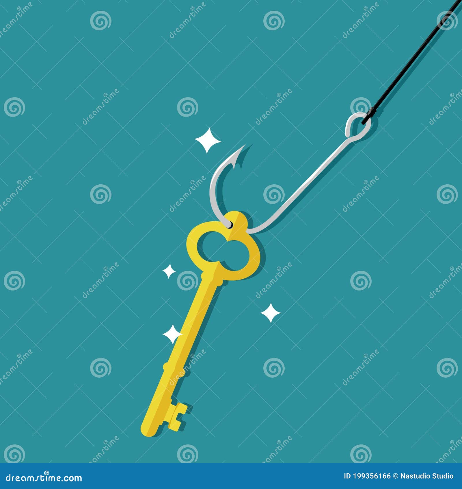 Fishing Rod with Key. the Concept of a Key Trap Stock Vector ...