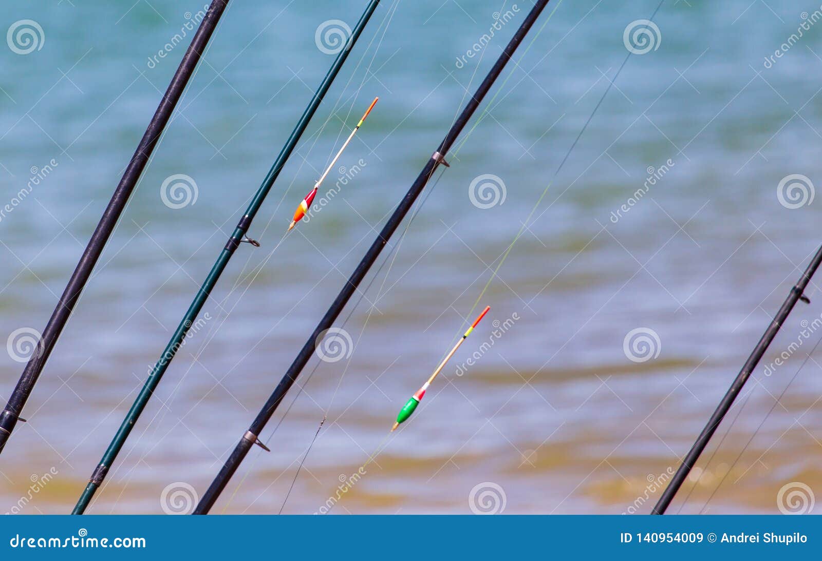 Fishing rod on the lake stock image. Image of nature - 140954009