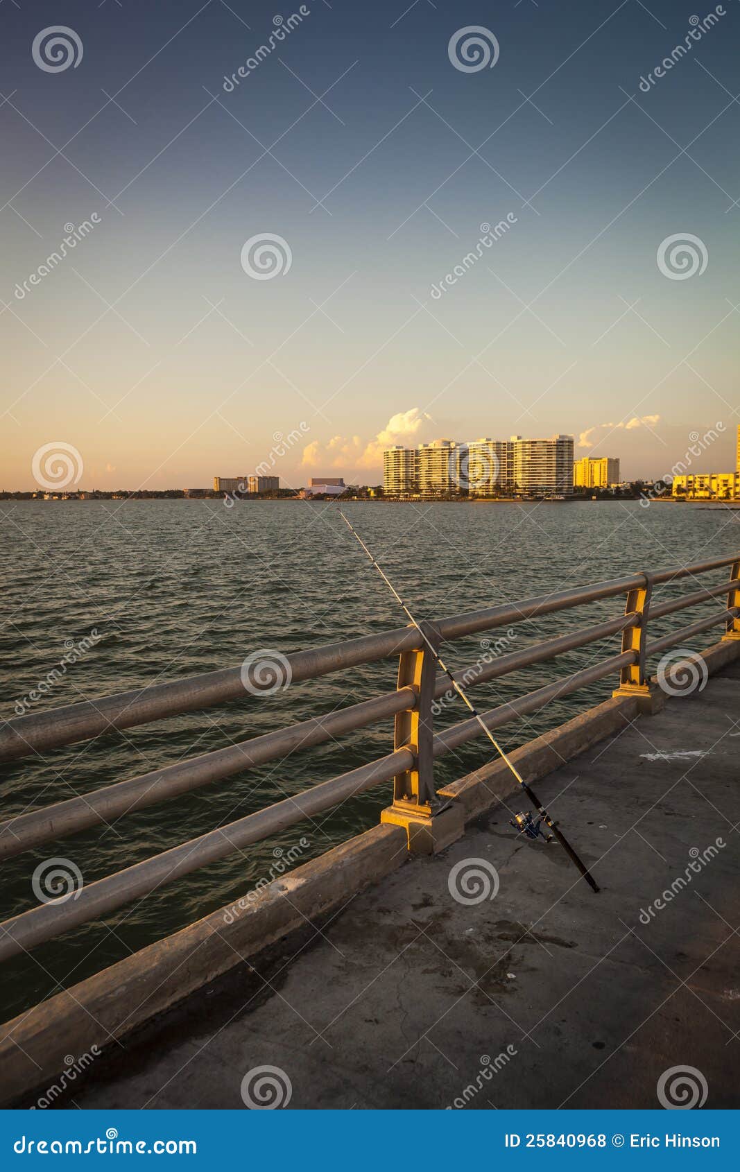 Fishing Rod & Pier at Sunset Stock Photo - Image of large, gulf: 25840968