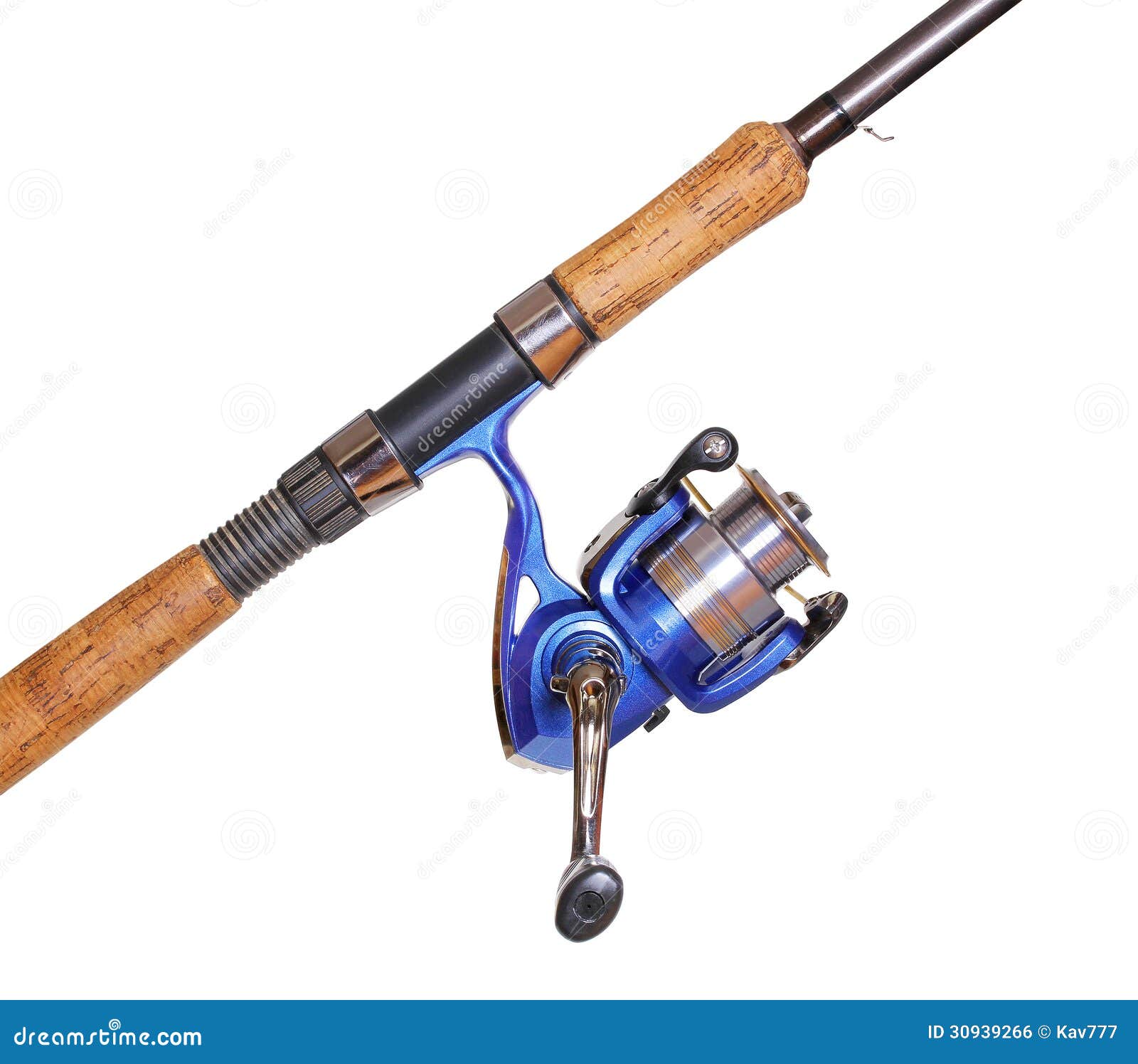 Fishing Rod and Reel Isolated Over White Stock Photo - Image of hobby ...