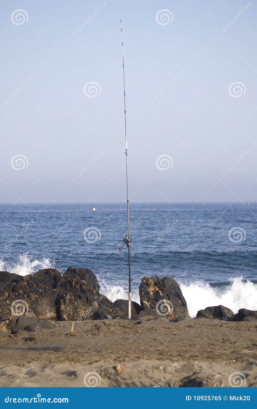 Fishing Rod on the Rocks of the Sea Stock Image - Image of tourism ...