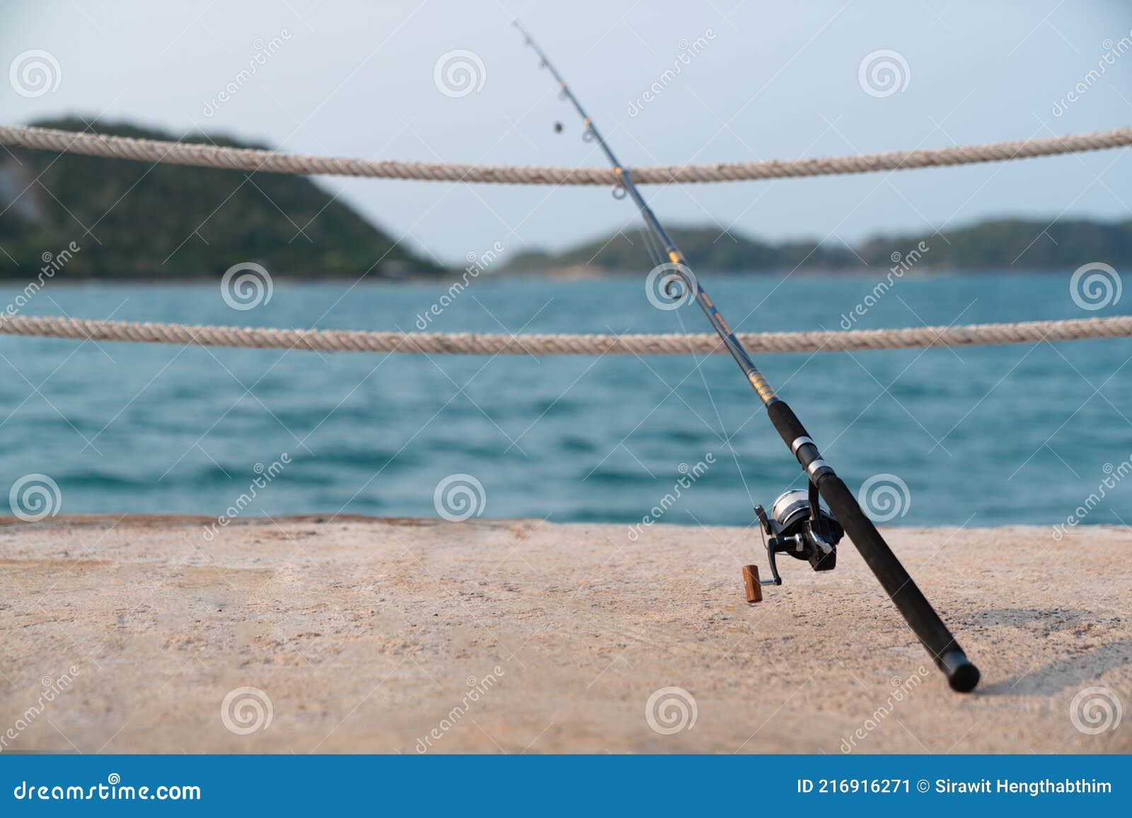 A Fishing Rod with Sea Background, Fishing Stock Image - Image of fish ...