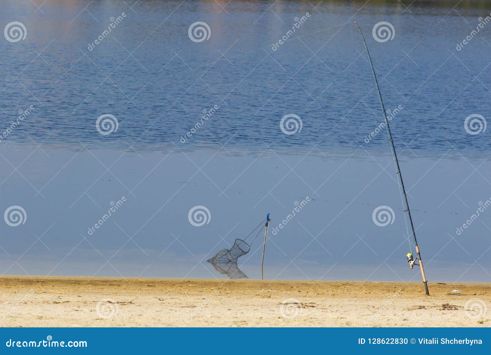 Fishing Rod, Spoon. Fishing Bait. Close Up. Throw-line. Fishing Rod ...