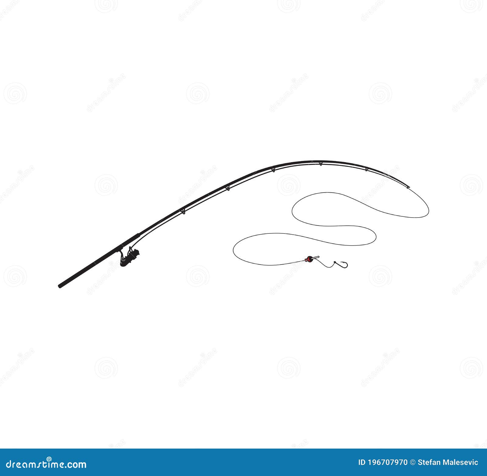 Fishing rod stock vector. Illustration of hobby, drawn - 196707970