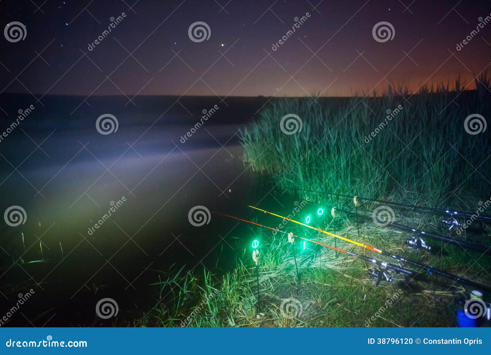 Fishing rods at night stock photo. Image of dark, stand - 38796120