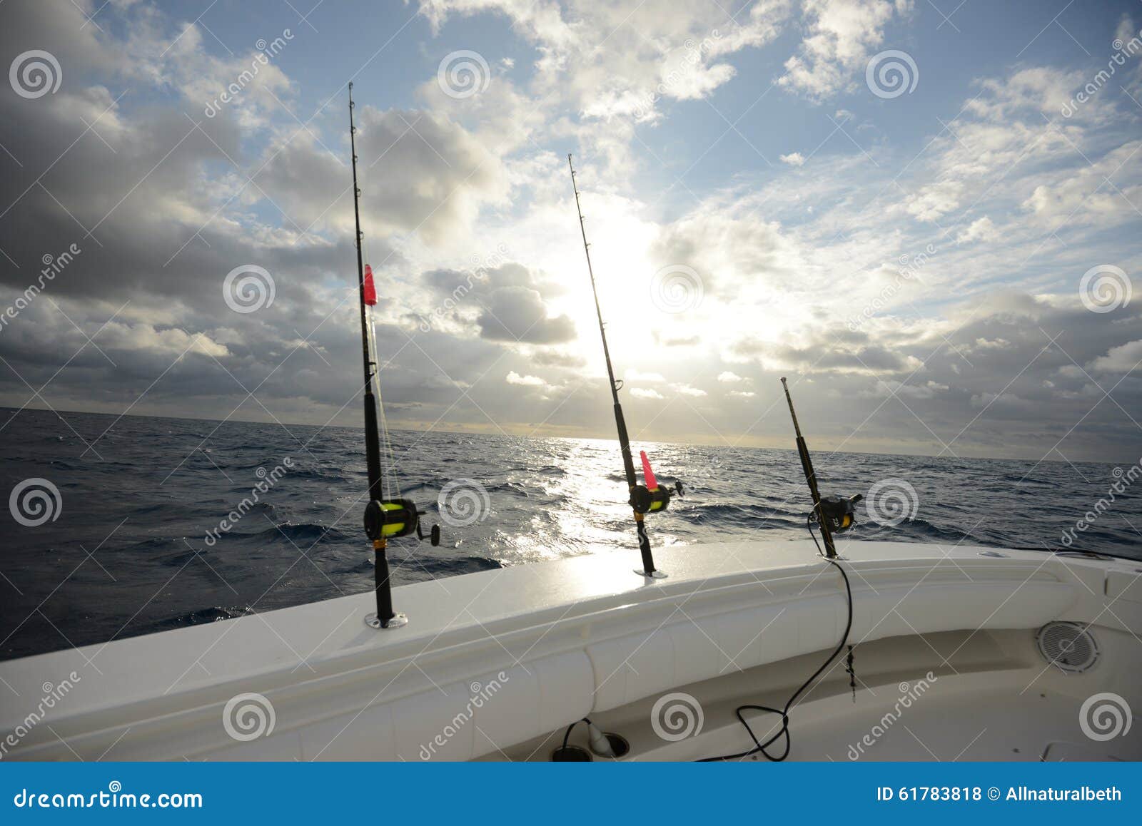 Fishing Rods and Reels on the Back of Boat Stock Photo - Image of lure ...