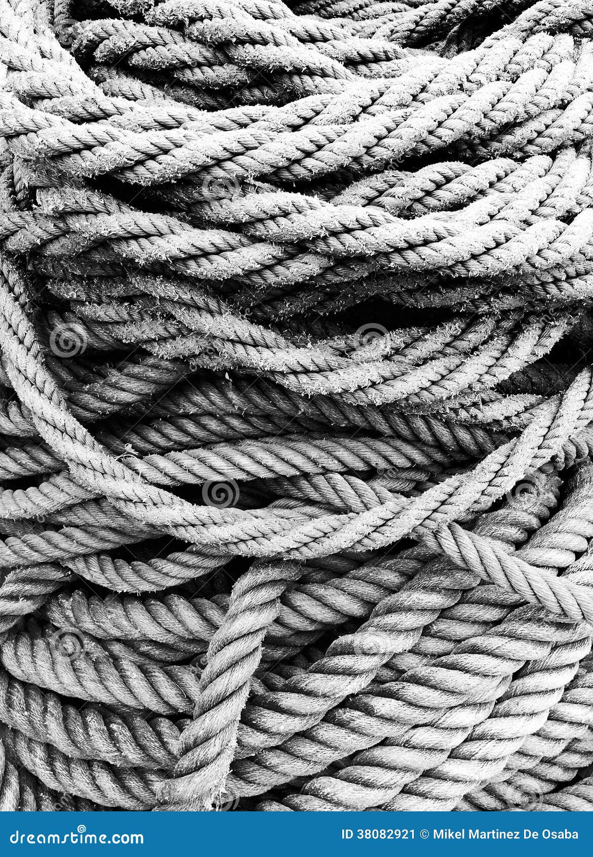 Fishing Rope Textures in Black and White Stock Image - Image of harbour ...