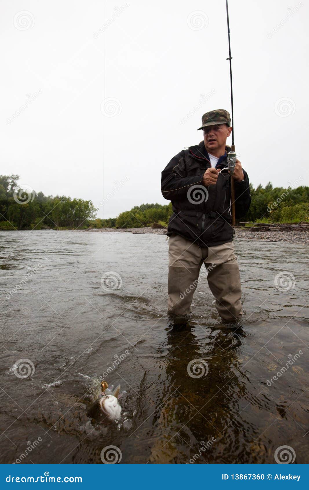 Fishing scene stock photo. Image of casting, action, summer - 13867360
