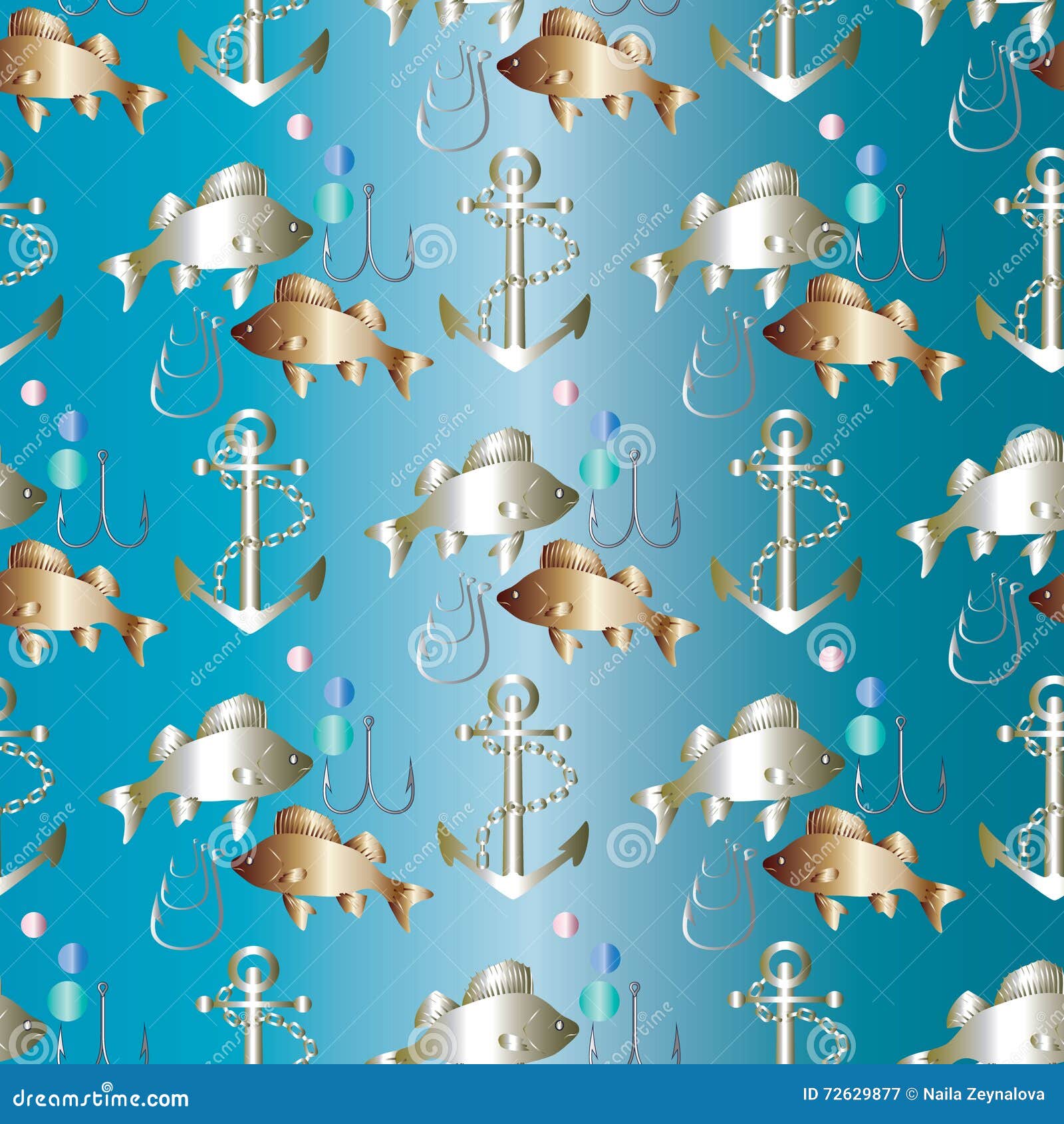 Fishing seamless pattern stock vector. Illustration of silver - 72629877