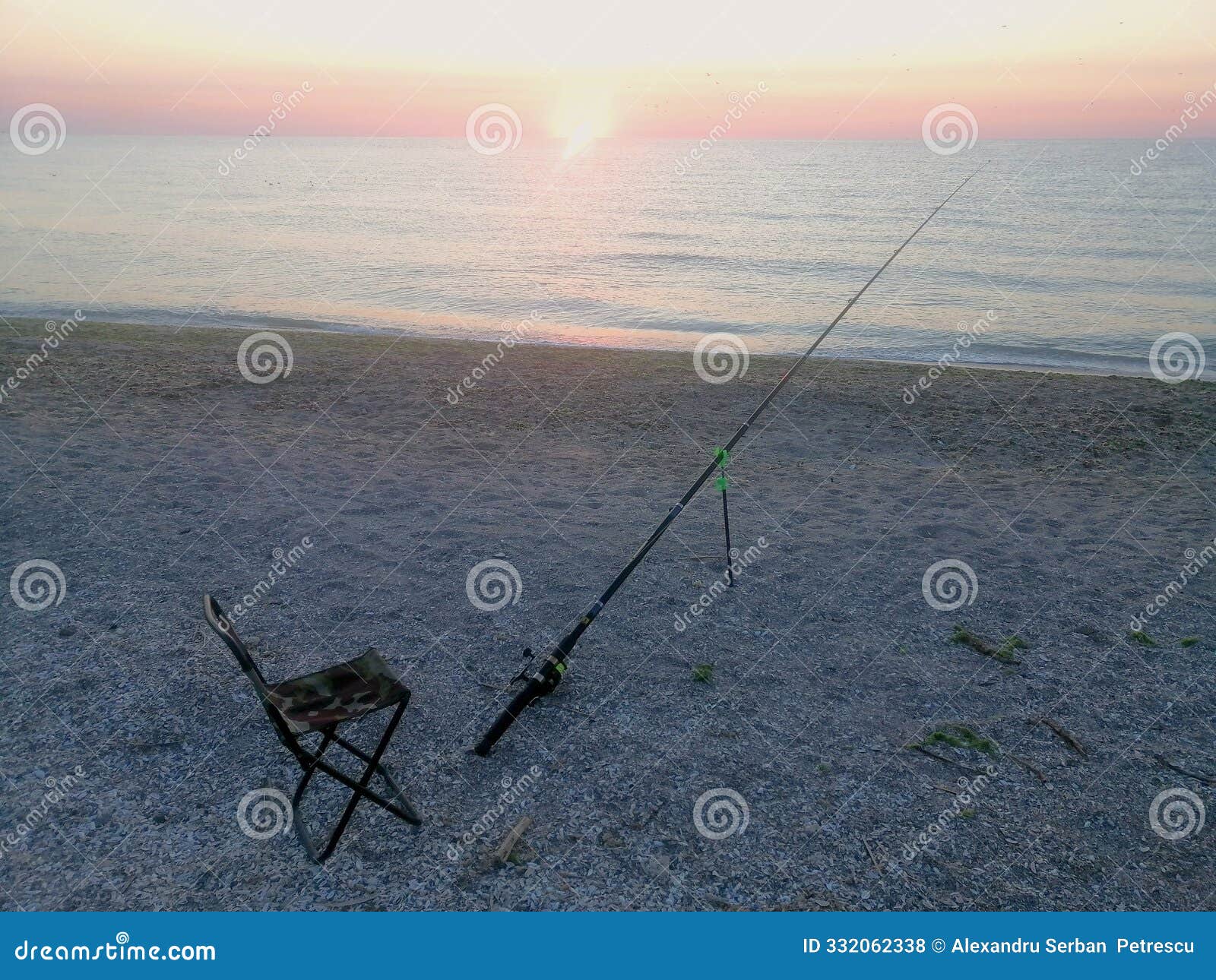 Fishing at the Seaside in the Morning at Sunrise Stock Photo - Image of ...