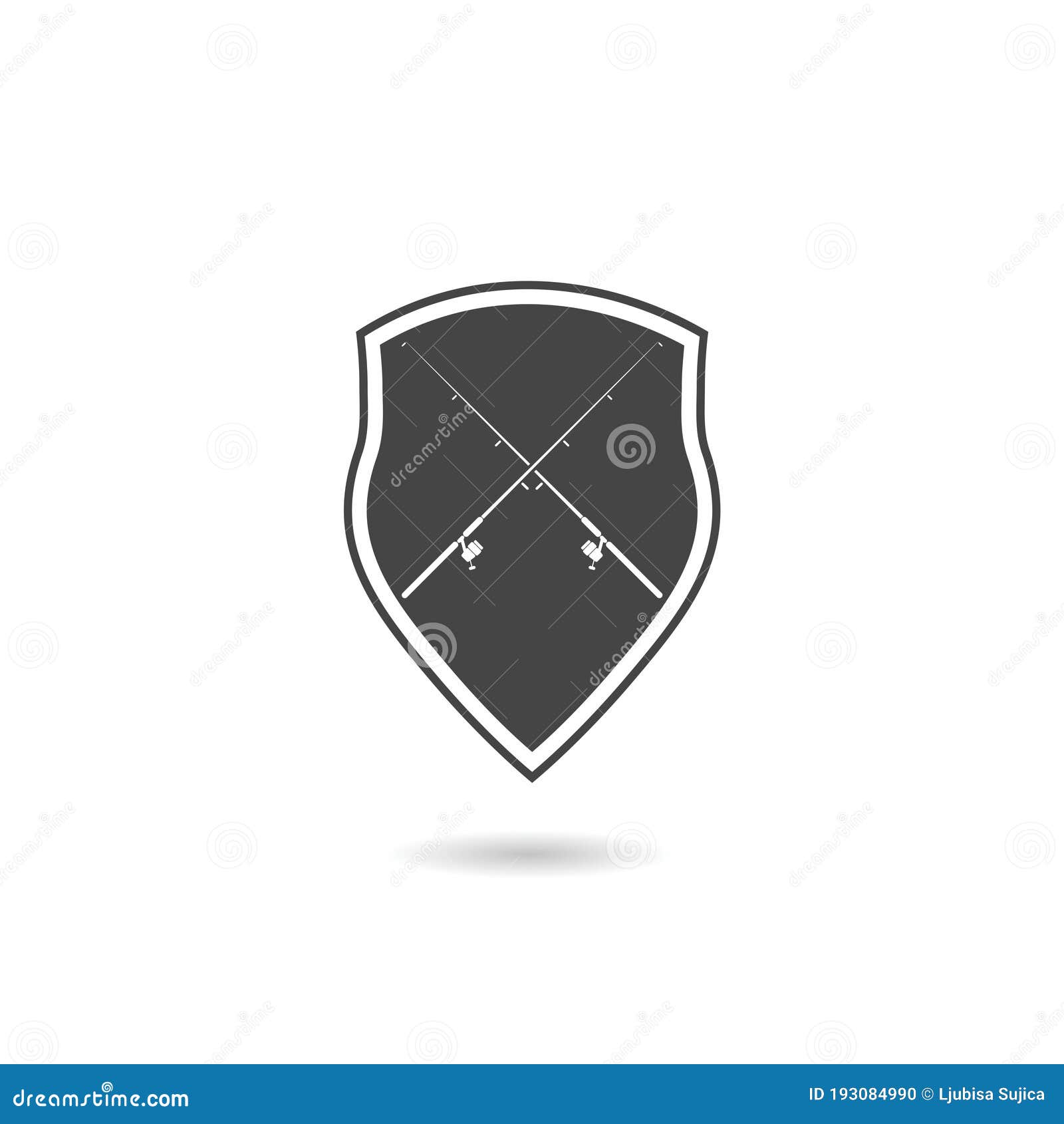 Fishing Shield Icon with Shadow Stock Vector - Illustration of graphic ...