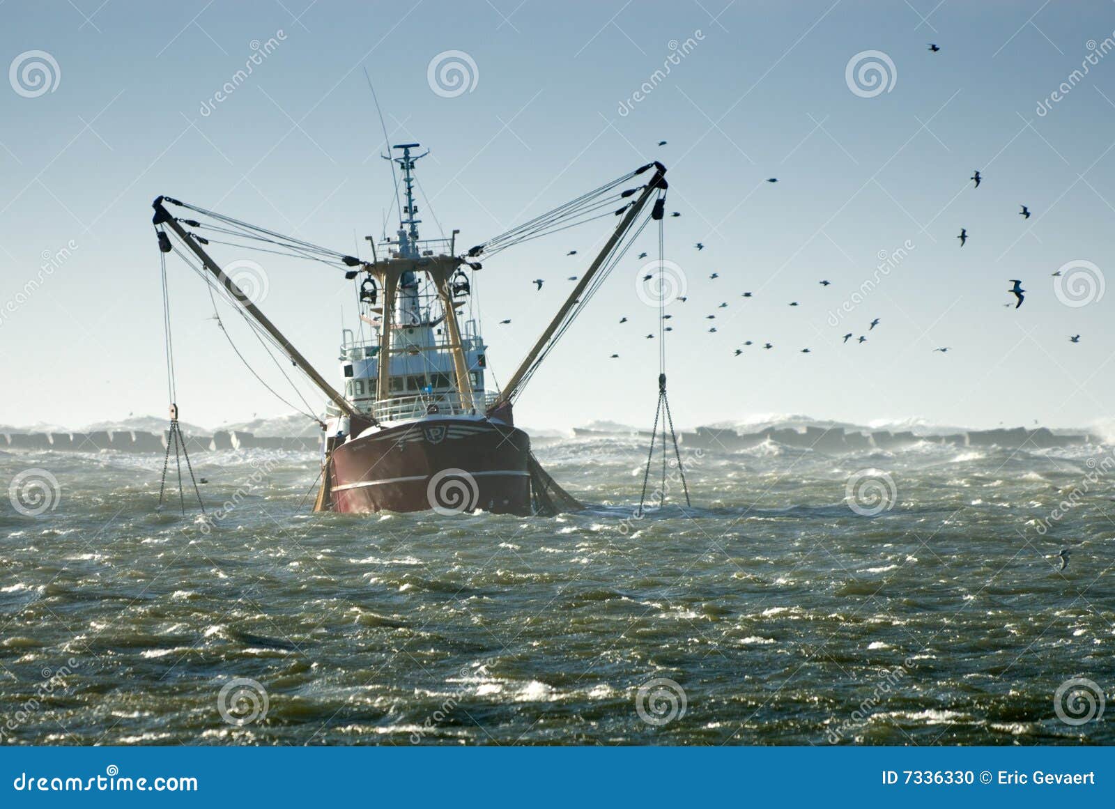 Fishing Ship On The Water In The Sunset. Hong Kong, Asia Stock ...