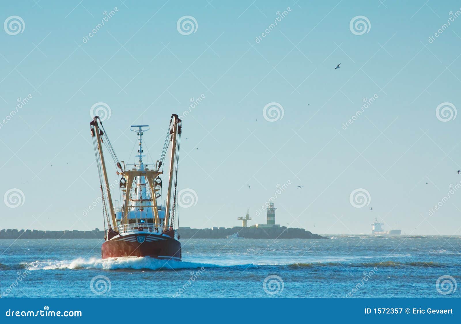 Fishing Ship On The Water In The Sunset. Hong Kong, Asia Stock ...