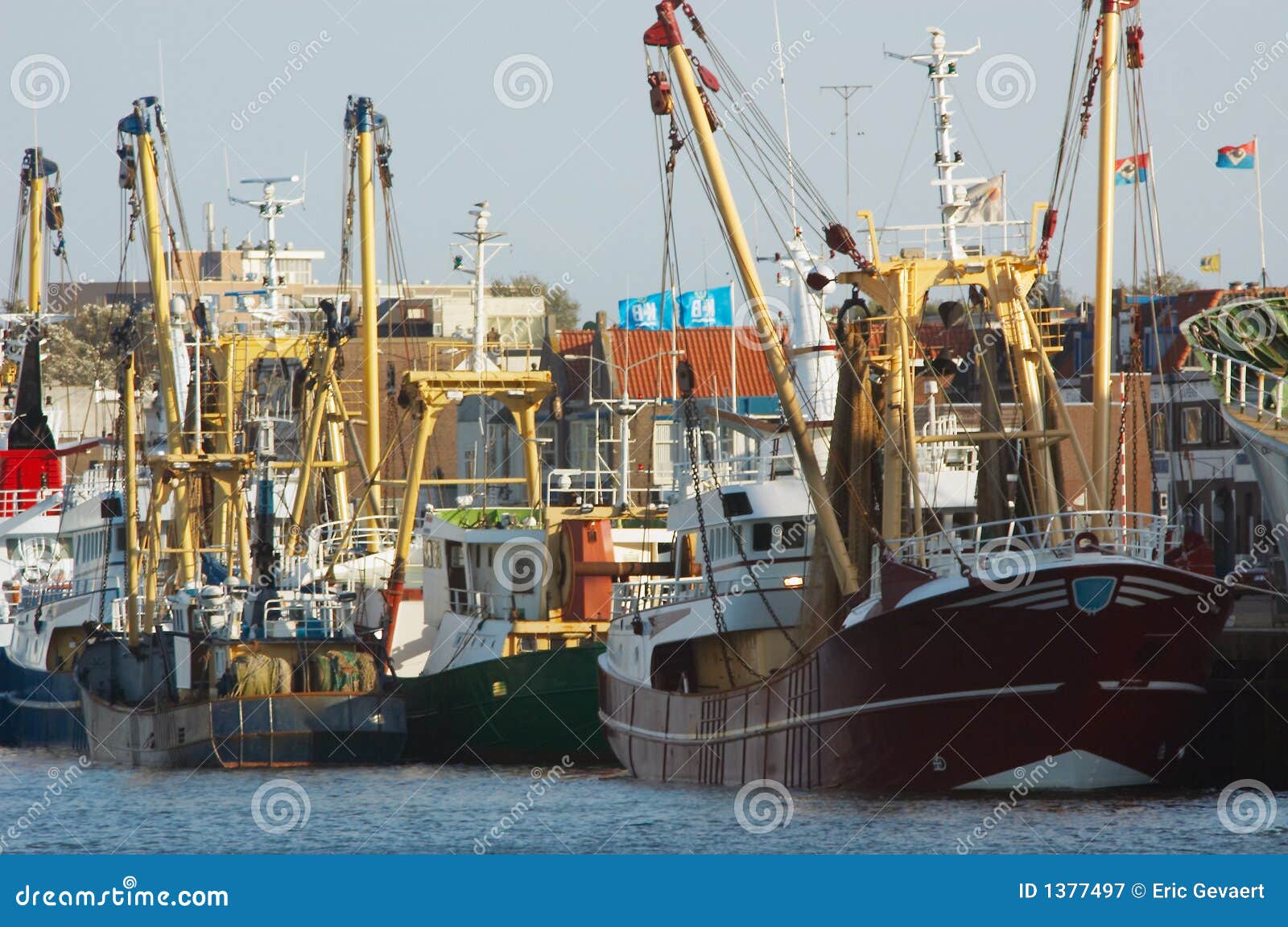 Fishing ships stock image. Image of harbor, anchor, mast - 1377497