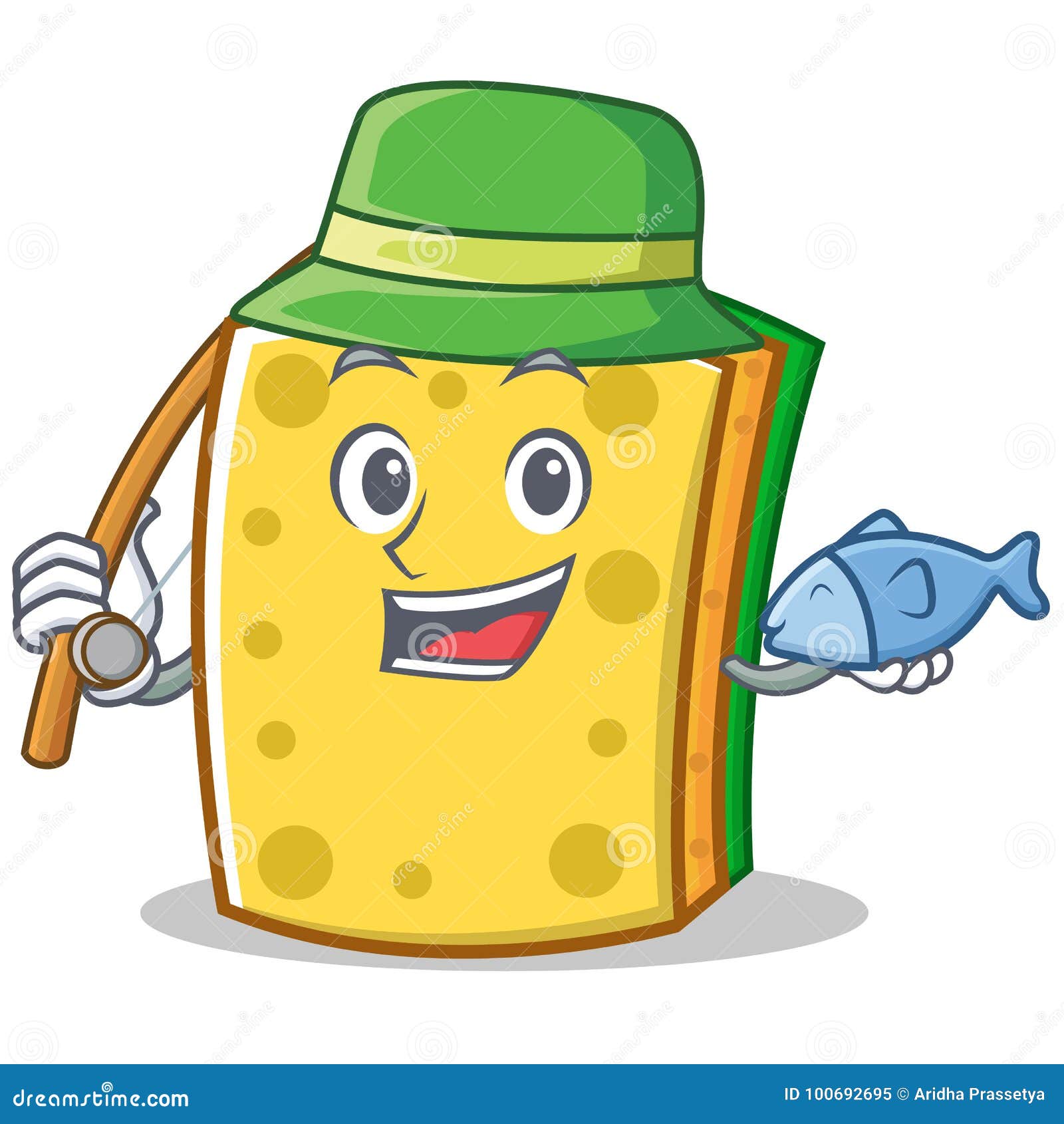 Fishing Sponge Cartoon Character Funny Stock Vector - Illustration of ...