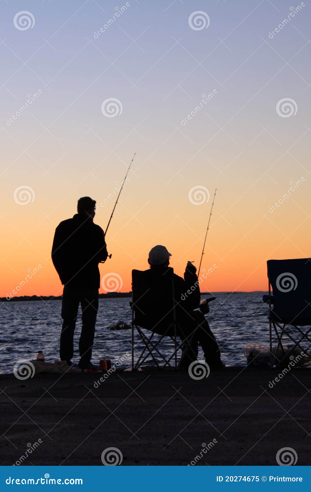 Fishing. Sunset Silhouettes Stock Image - Image of fishing, silhouettes ...