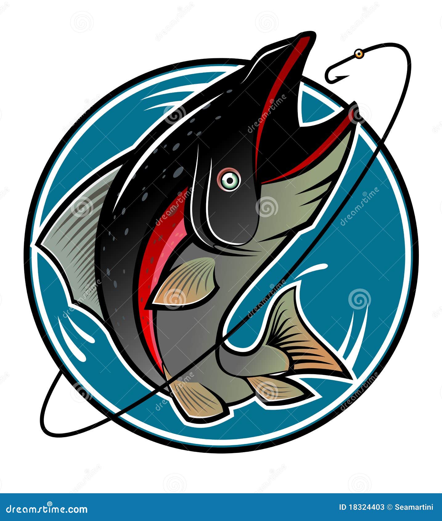 Fishing symbol stock vector. Illustration of curve, animal - 18324403