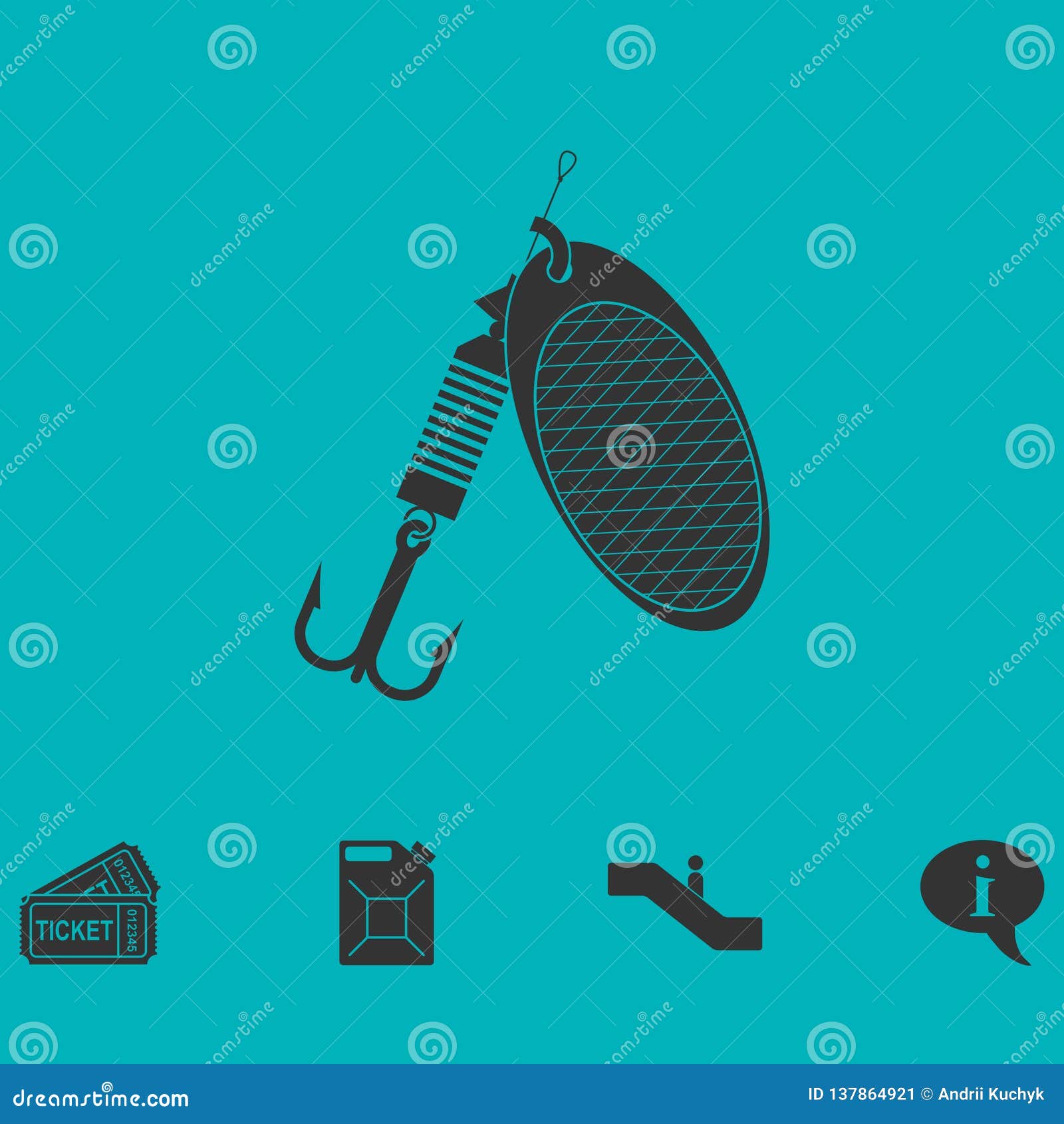 Fishing tackle icon flat stock vector. Illustration of catch - 137864921