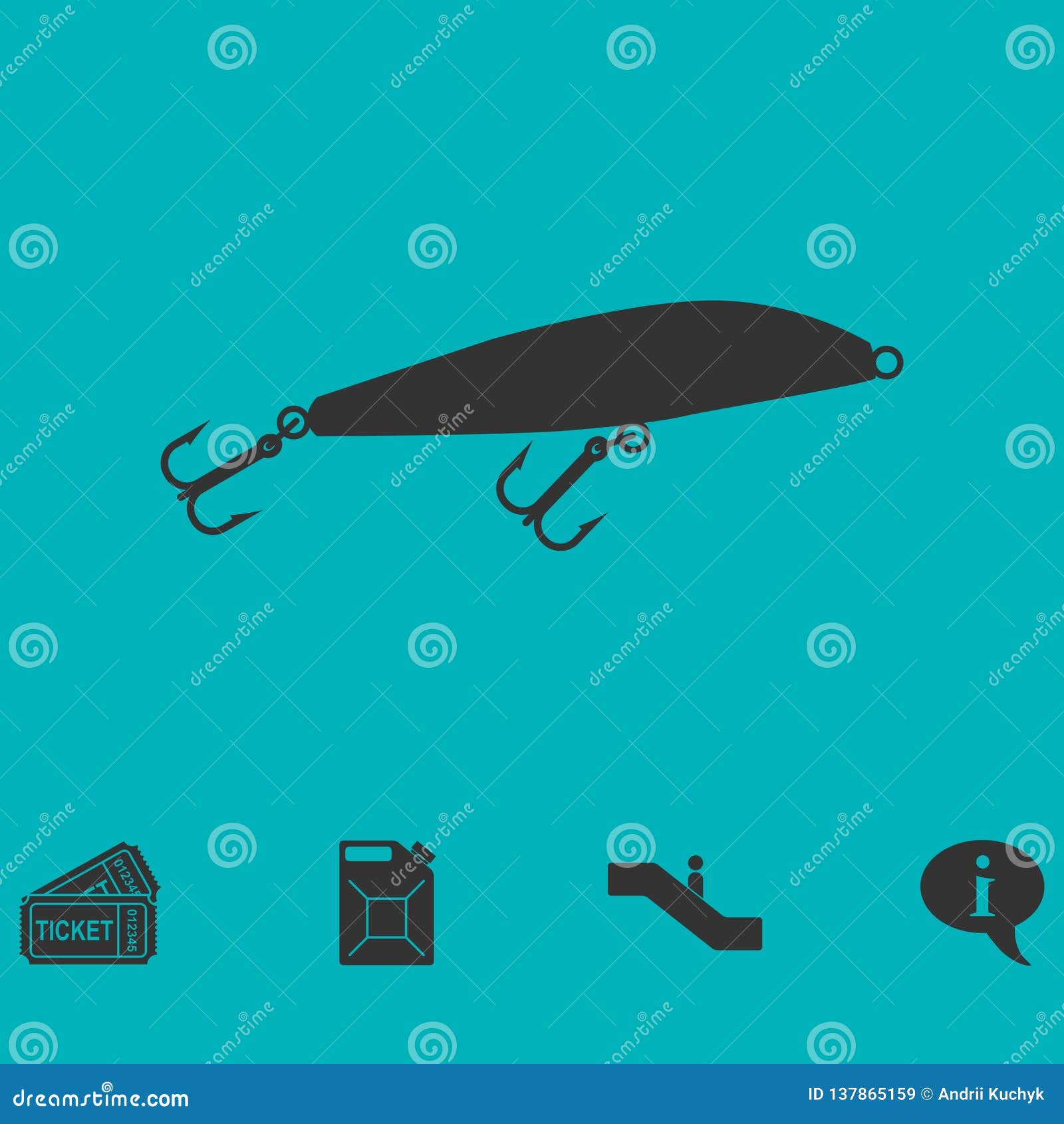 Fishing tackle icon flat stock vector. Illustration of recreation ...