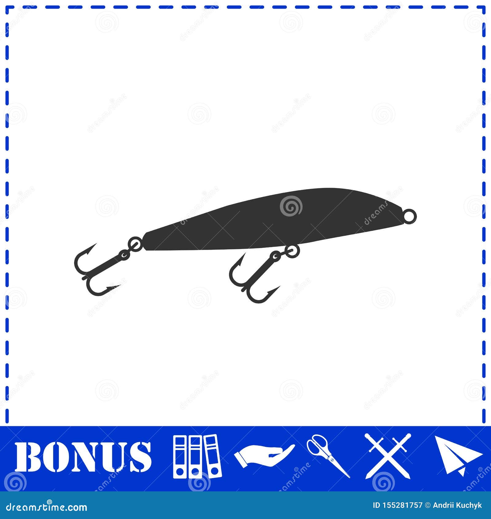 Fishing tackle icon flat stock vector. Illustration of outdoor - 155281757