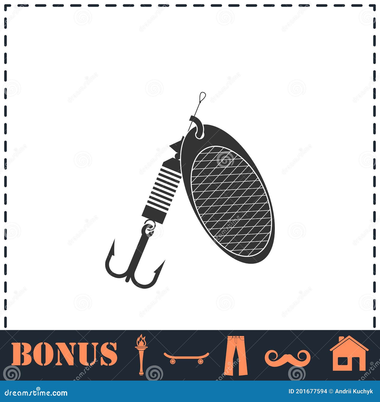 Fishing tackle icon flat stock illustration. Illustration of elements ...