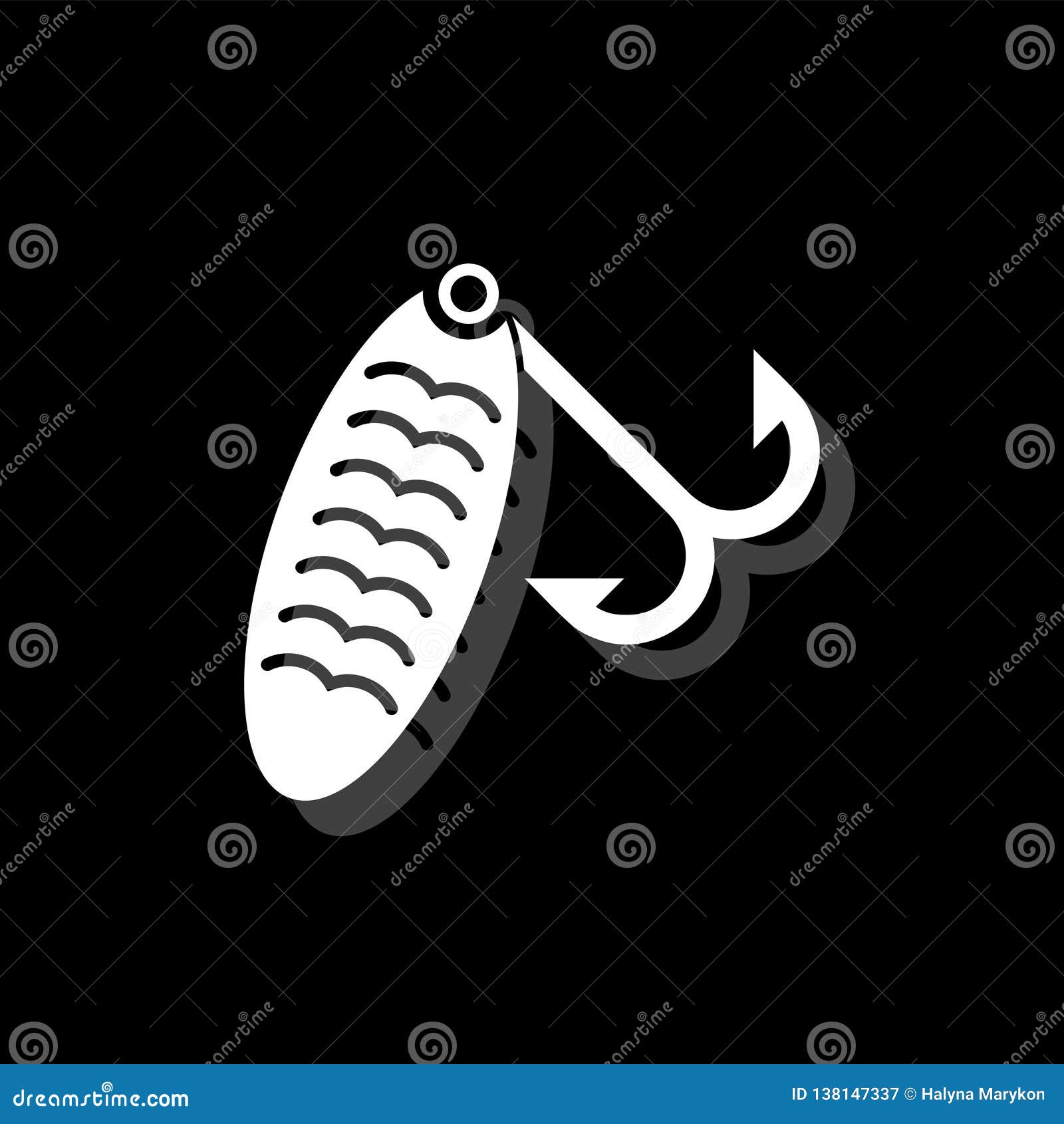 Fishing tackle icon flat stock illustration. Illustration of fishhook ...