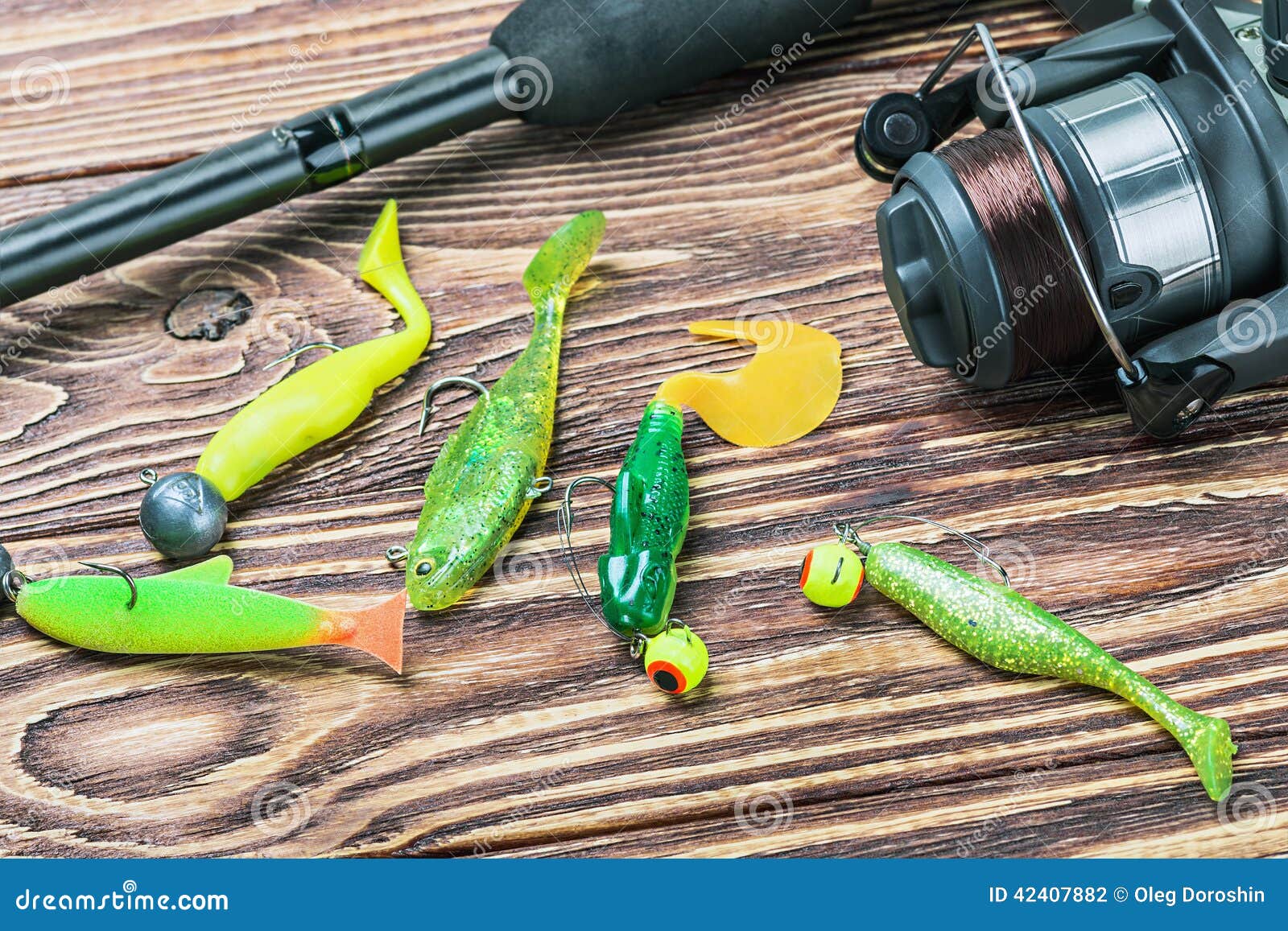 Fishing tackle spinning stock photo. Image of hobby, freshwater - 42407882