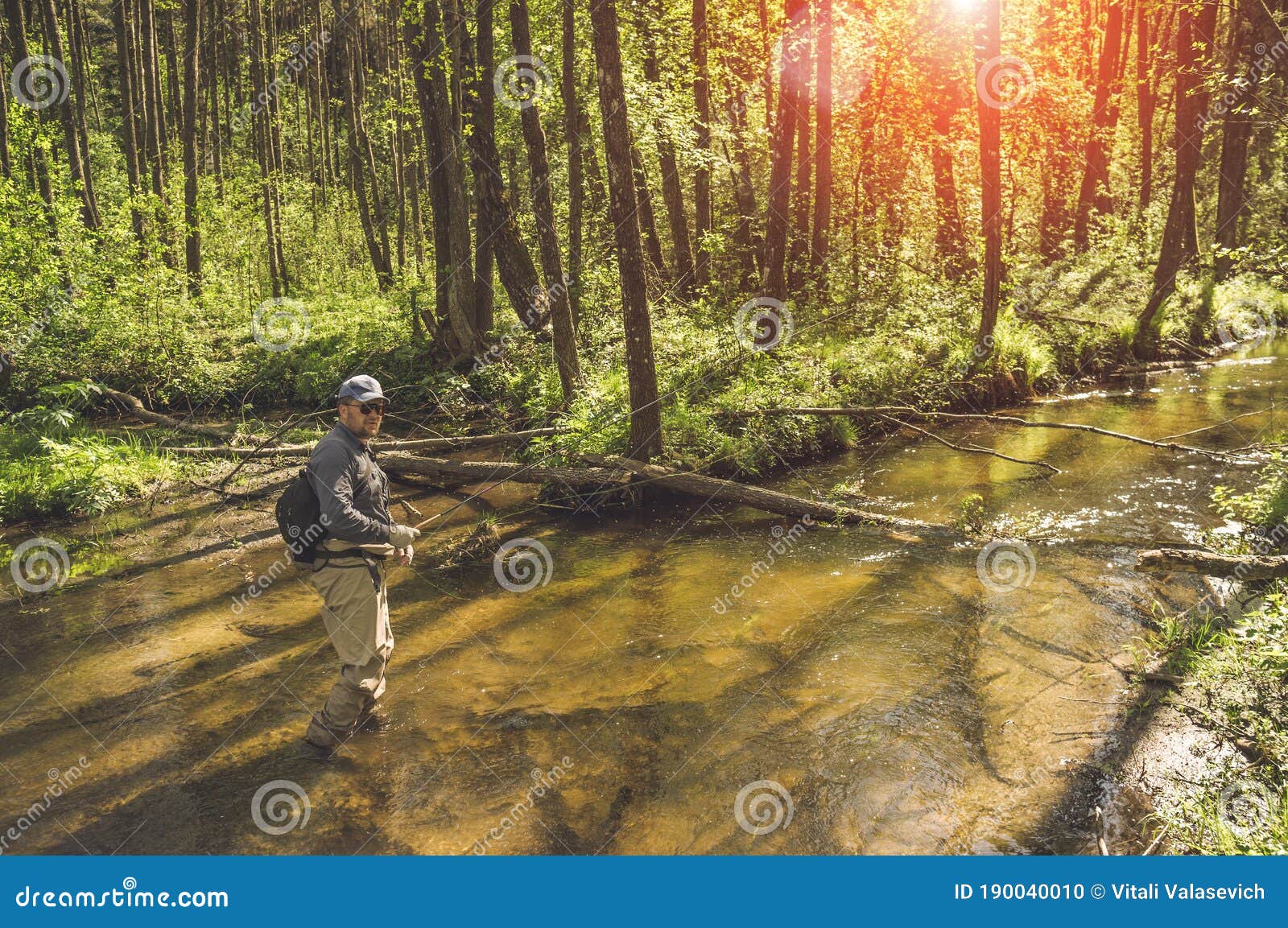 Fishing with Tenkara on a Small Creek. Flyfishing Stock Photo - Image ...