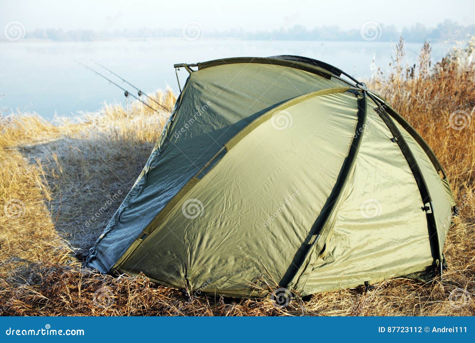 Fishing tent stock photo. Image of green, lake, fitness - 87723112