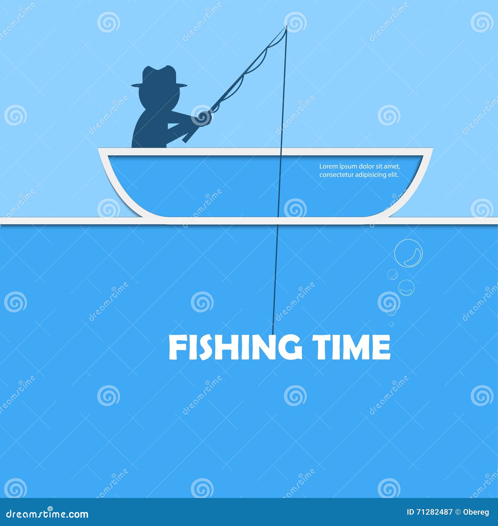 Fishing Time Creative Poster with Beautiful Paper Cut Stock Vector ...