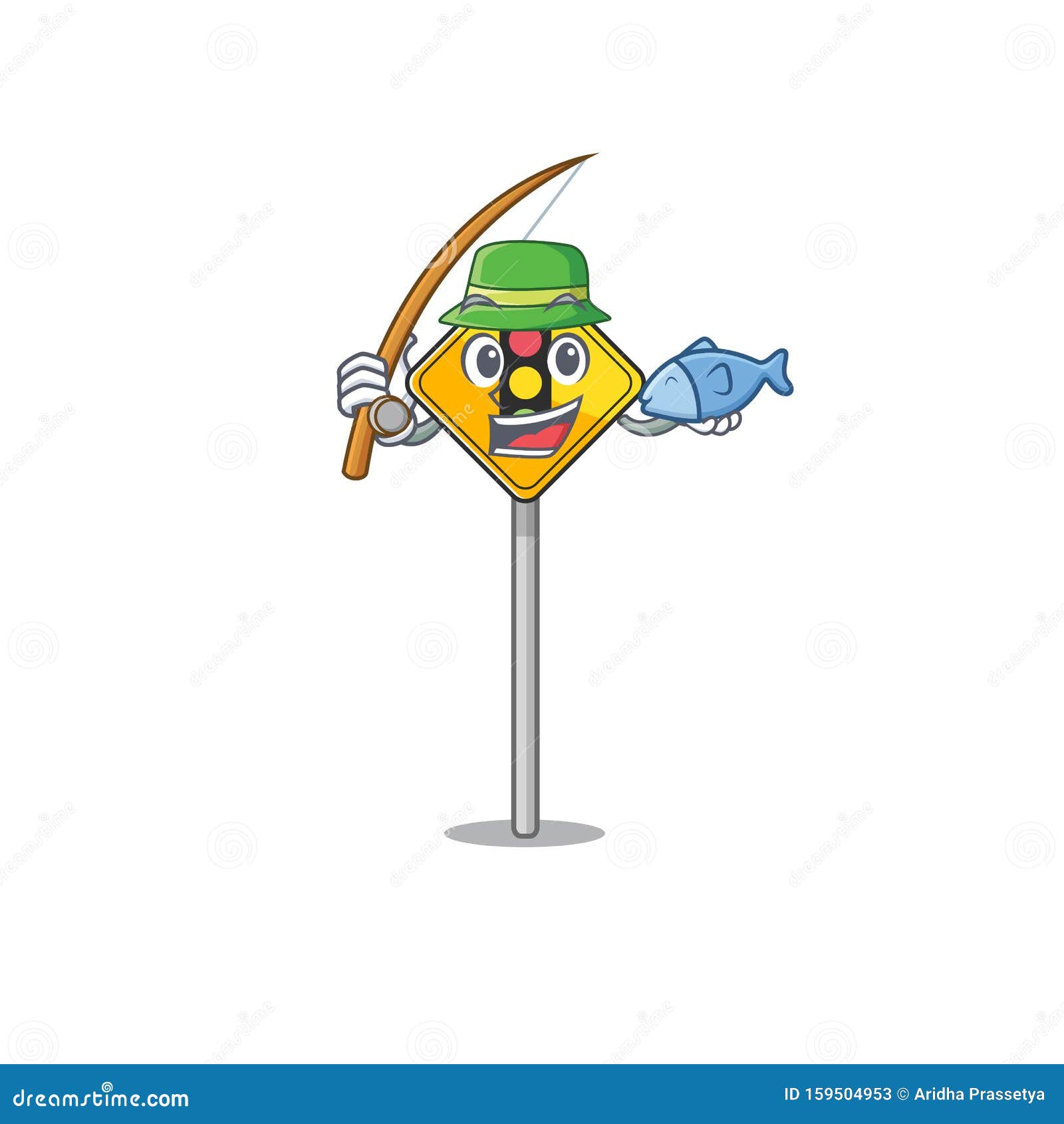 Fishing Traffic Light Ahead in Shape Mascot Stock Vector - Illustration ...