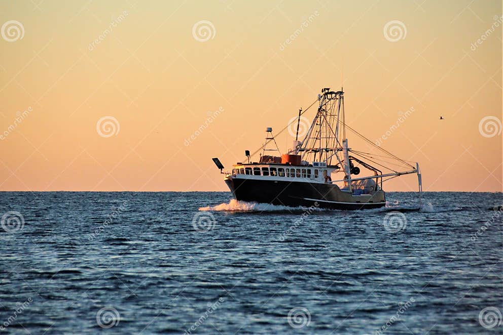 Fishing Trawler on the Ocean Editorial Stock Image - Image of method ...