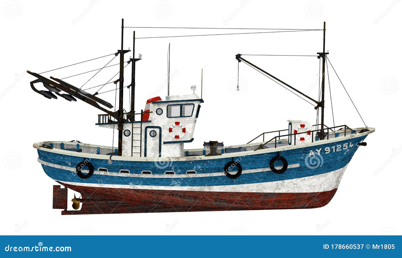 Fishing Trawler Isolated On White Background Stock Illustration ...
