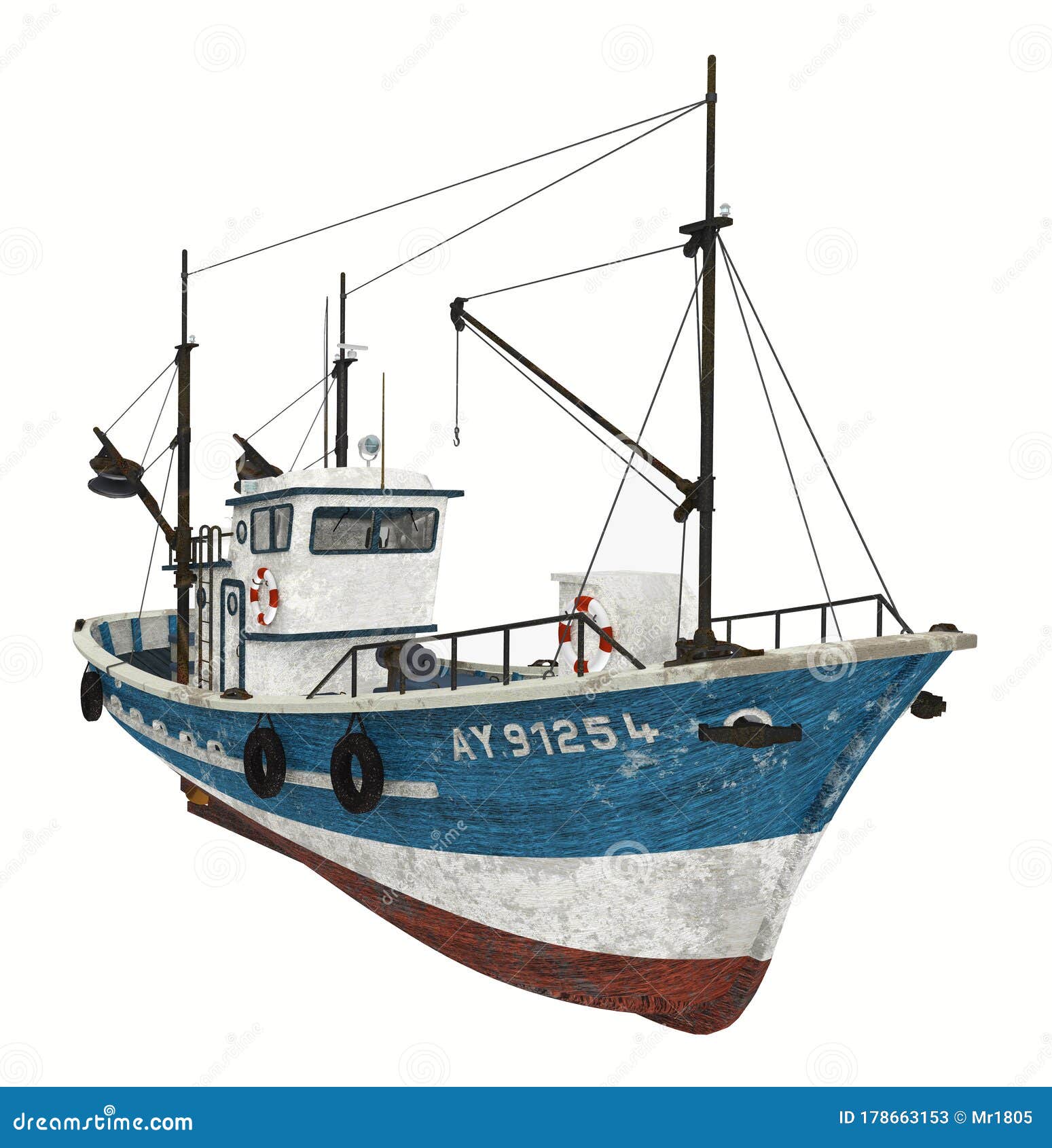 Fishing Trawler Isolated On White Background Stock Illustration ...
