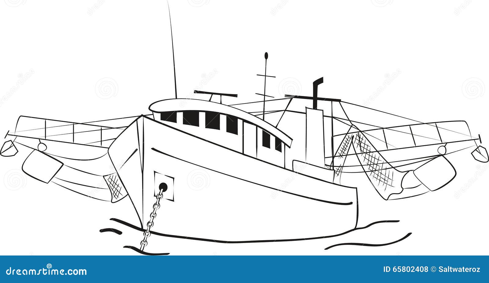 Fishing trawler stock vector. Illustration of white, boat - 65802408