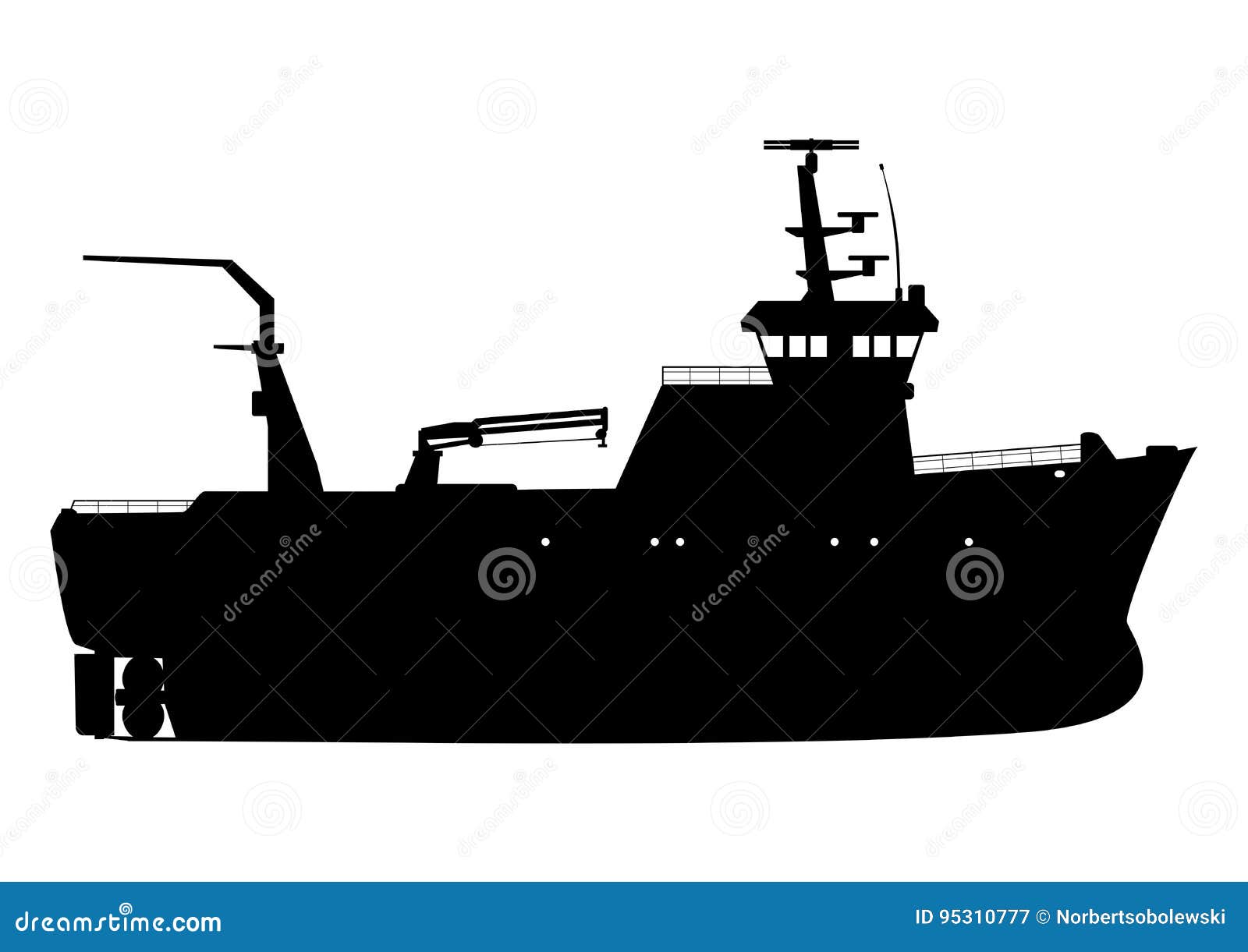 Silhouette Of A Trawler. Fishing Vector Illustration | CartoonDealer ...