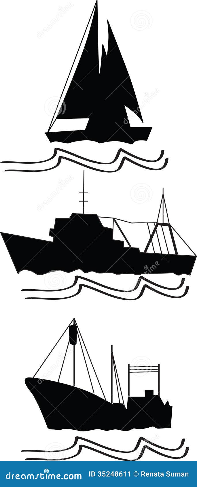 Fishing, trawlers and ship stock vector. Illustration of sail - 35248611