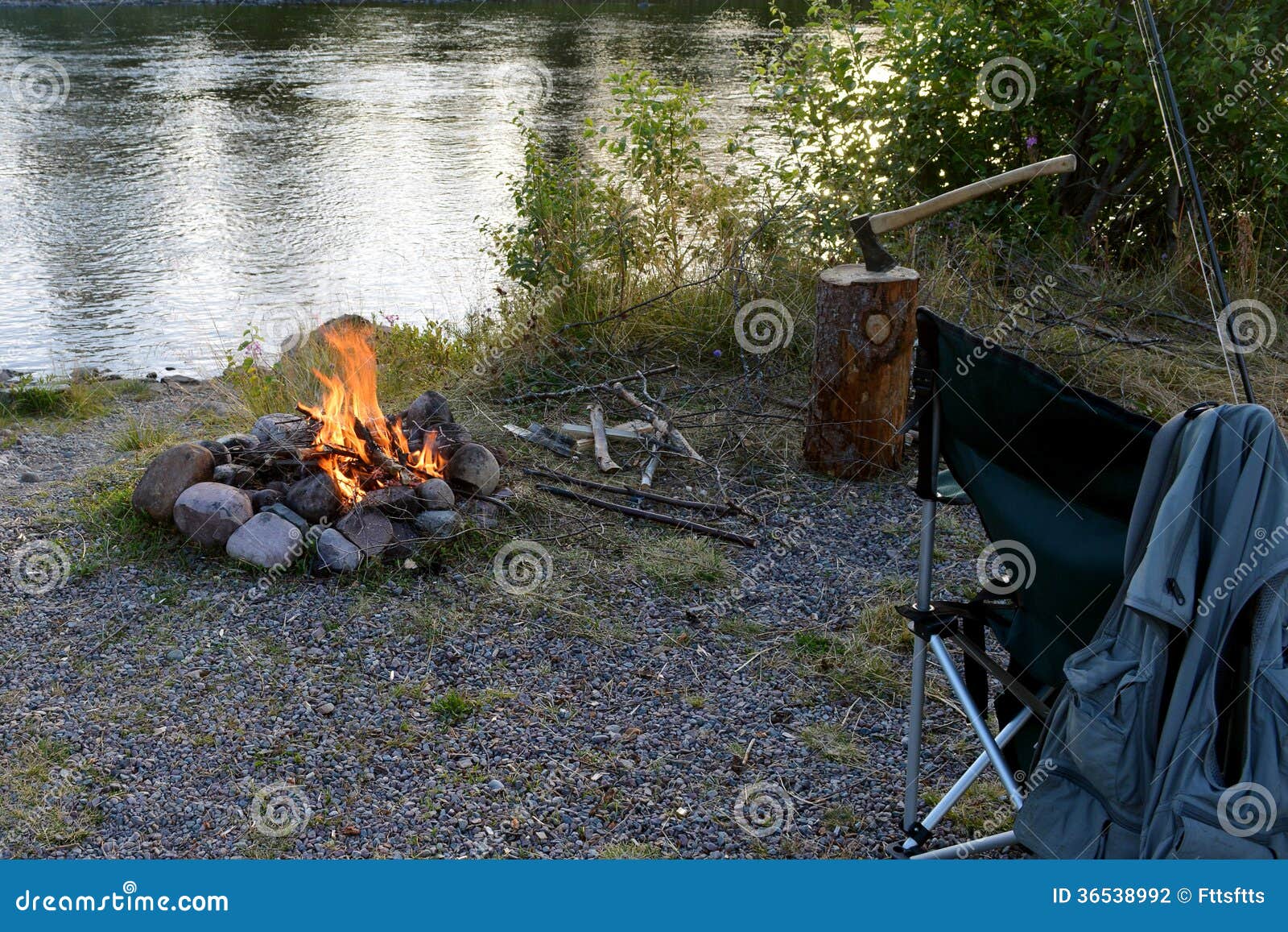 Fishing trip stock photo. Image of fire, river, circle - 36538992