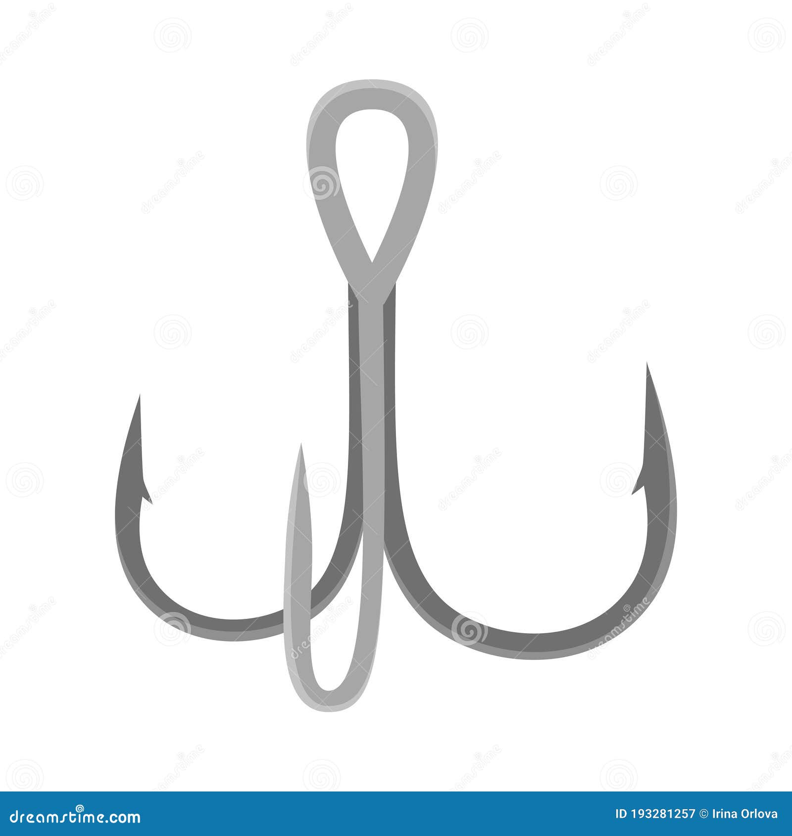 The Fishing Triple Hook is Isolated on White Background Stock Vector ...