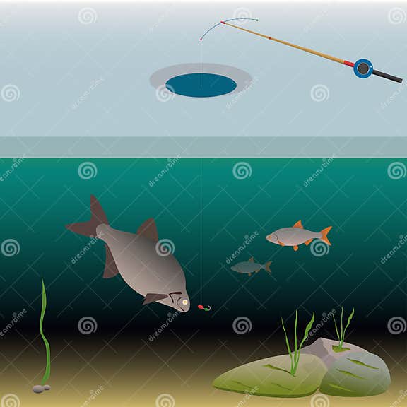 Fishing under ice stock vector. Illustration of blue - 39142982